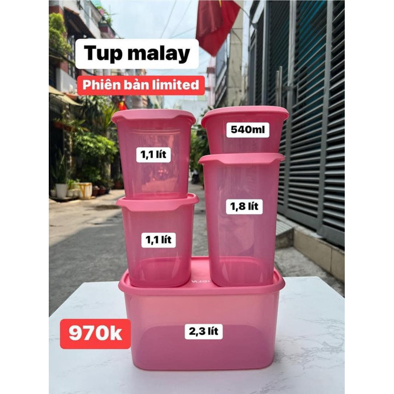 Tupperware dry box set as shown, Malay Tup products, sweet colors ...