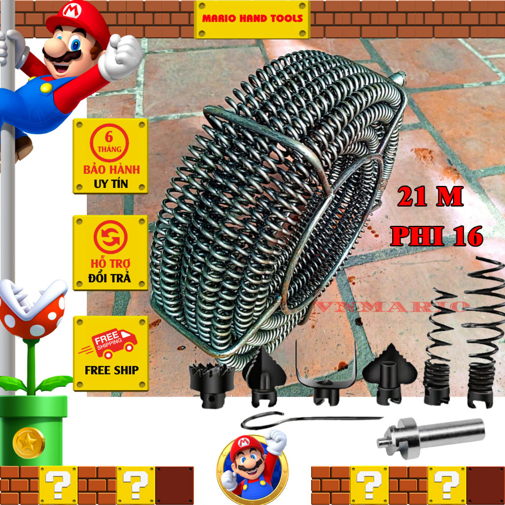 16mm drain cleaning wire, 21m long, made of Manganese steel, including ...