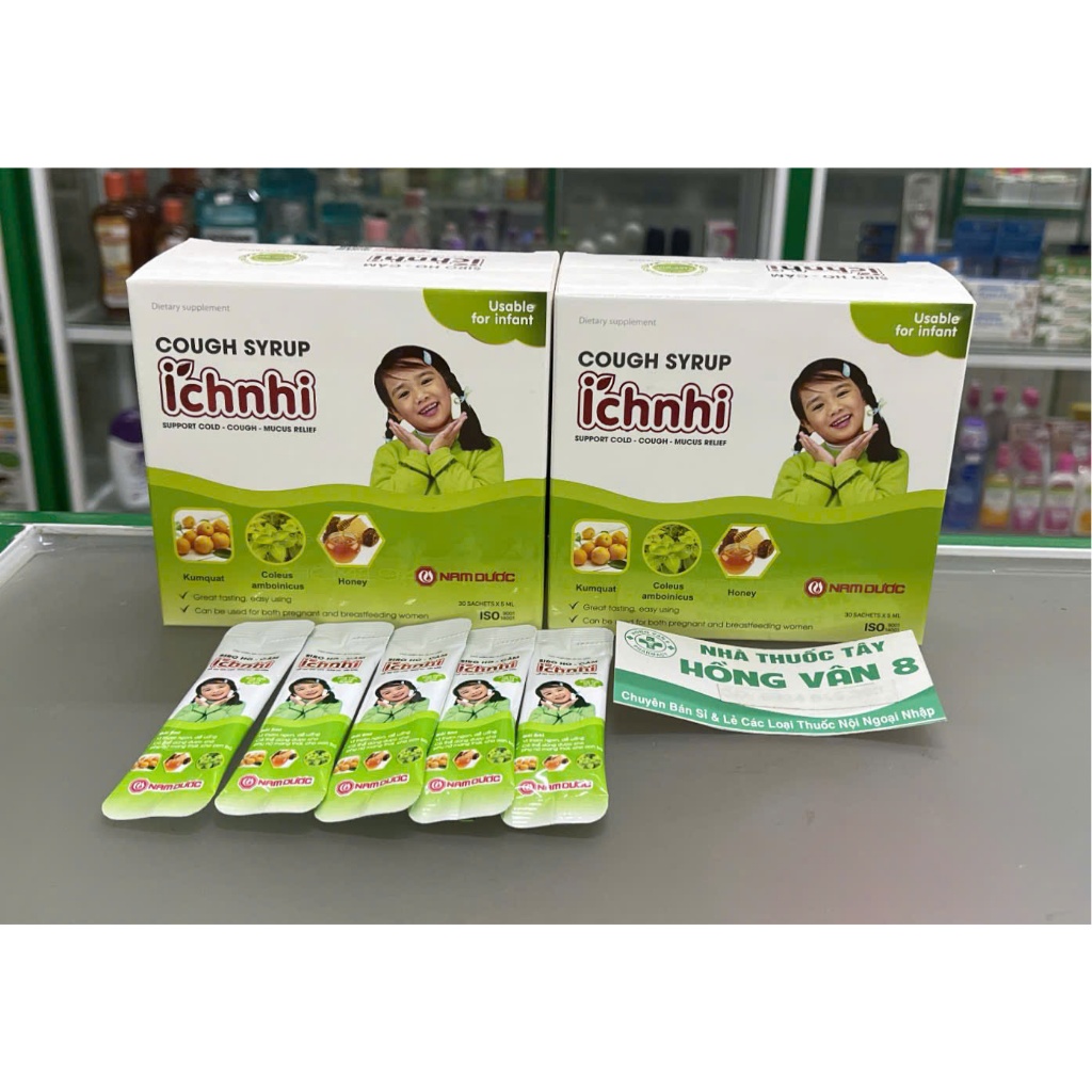 Ich Nhi cough and cold syrup box of 30 packs x 5ml helps relieve colds ...