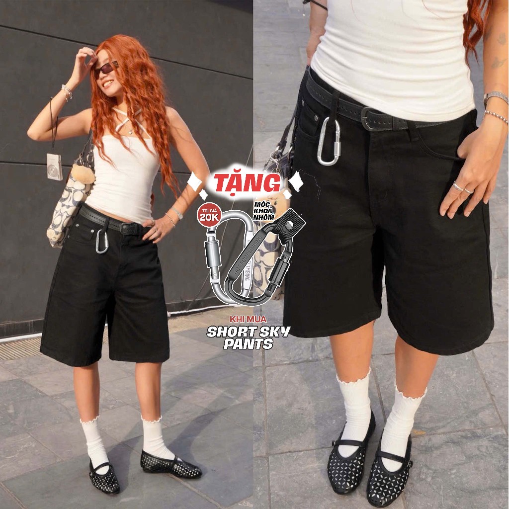 [Free Aluminum Keychain] Reetro Sky Unisex Wide Leg Jeans Shorts ...