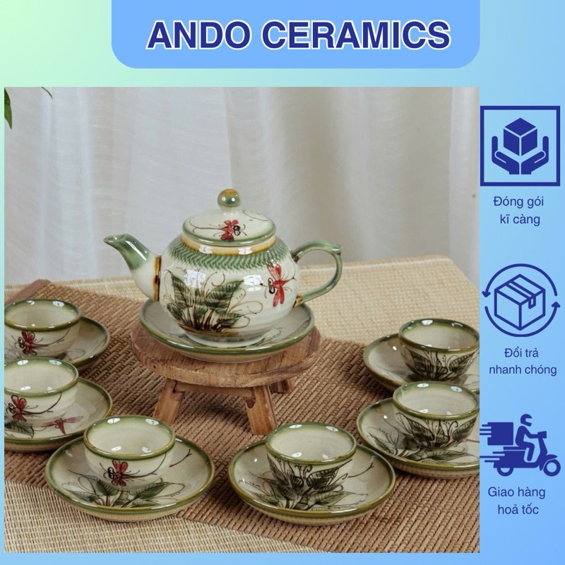 Bat Trang Ceramic Tea Cup Set with POTATO DRAGON DRAWING MODEL ...