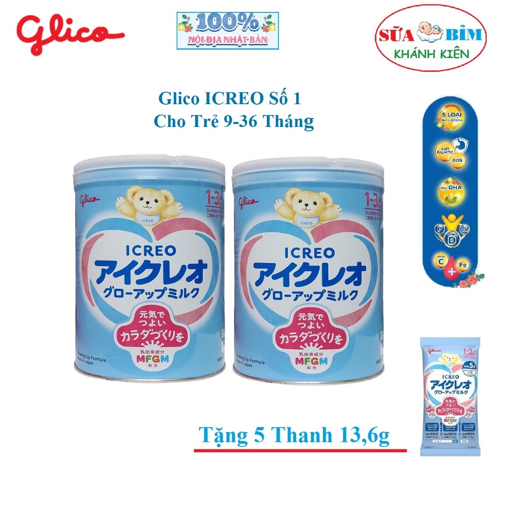 Combo of 2 Boxes of Glico Icreo Grow - Up Milk No. 1 820g (Genuine Imported, Date April 2026 ...
