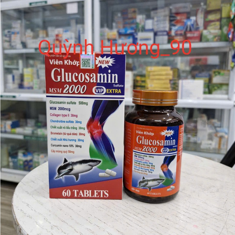 Glucosamin MSM 2000 VIP EXTRA joint tablets, bottle of 60 tablets helps restore joints, reduces ...