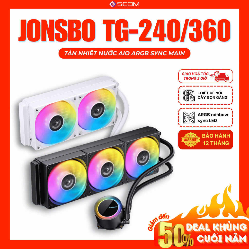 Jonsbo TG-240 TG-360 LED ARGB AIO water cooler 2 fans 3 fans Sync Main (Black White) | Shopee ...