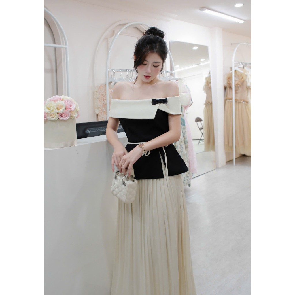 Ren DESIGN brand DESIGN Set by Elegant off-the-shoulder stitching with ...