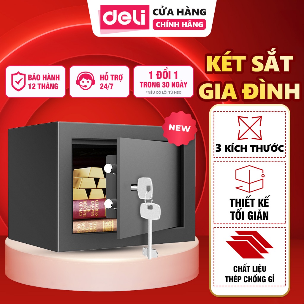 Genuine Deli Mini Safe, 3-Size Family Safe with Anti-Theft Lock, High ...