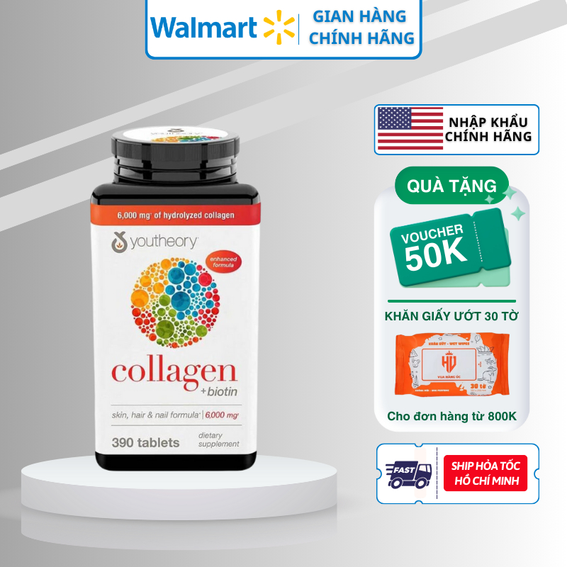 Youtheory Collagen + Biotin Collagen pills 6000mg box of 390 pills from ...