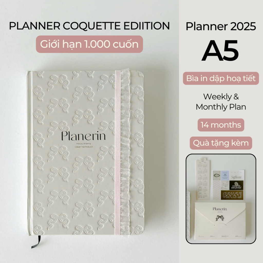 Planner calendar book 2025 size A5 Coquette Crabit Planerin Collection ...