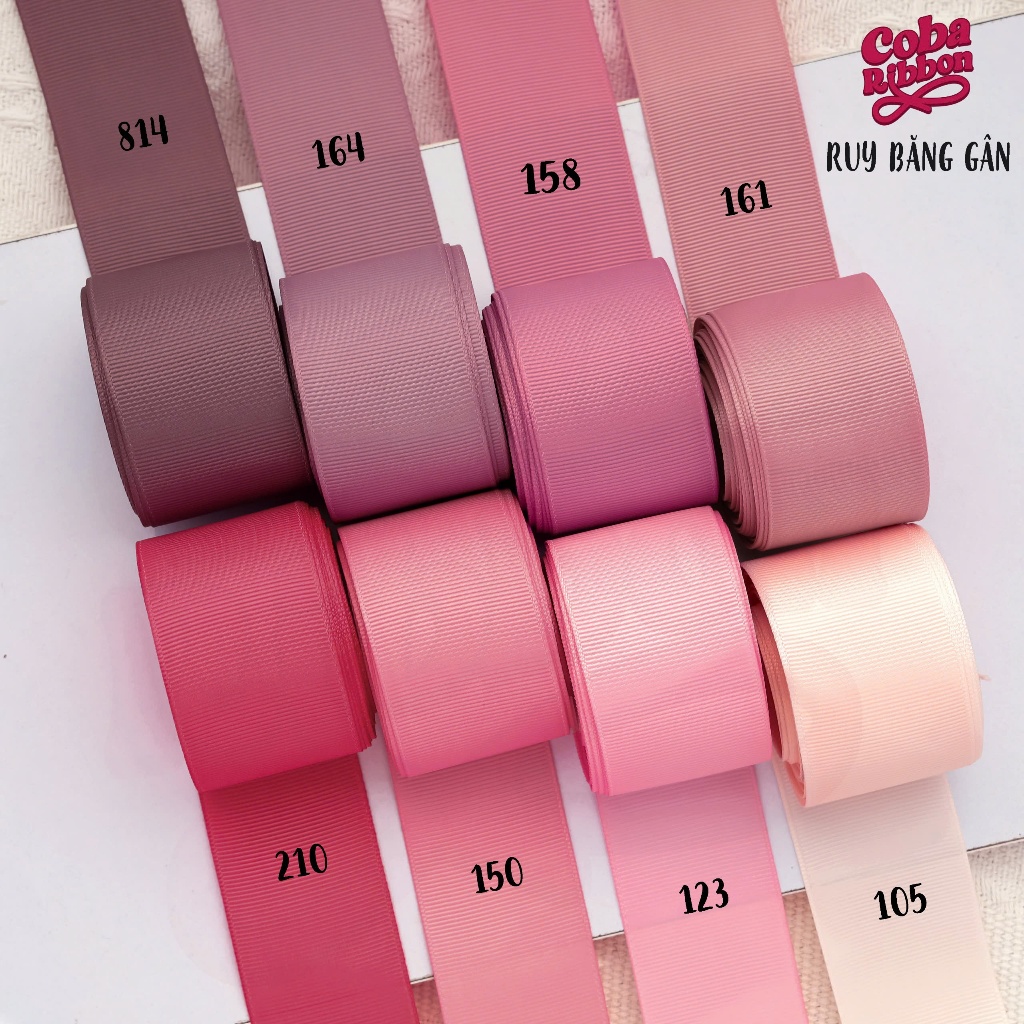 5 meters - Thick double-sided premium ribbed ribbon (Pastel Pink Tone ...