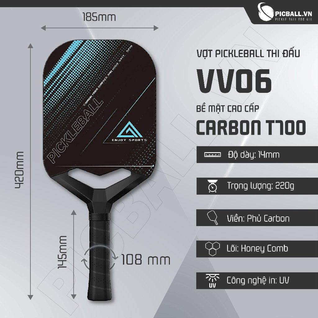 [SALE] Carbon Pickleball Racket T700 Aerodynamic Hole, 14mm Racket ...