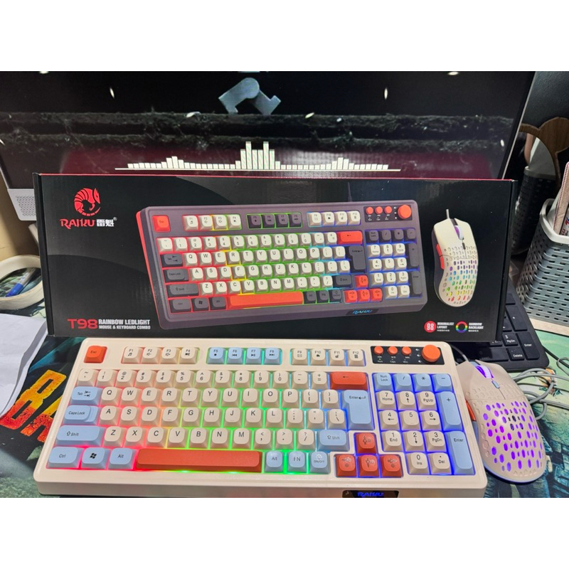 Genuine color-changing t98 raiku led keyboard and mouse set | Shopee ...