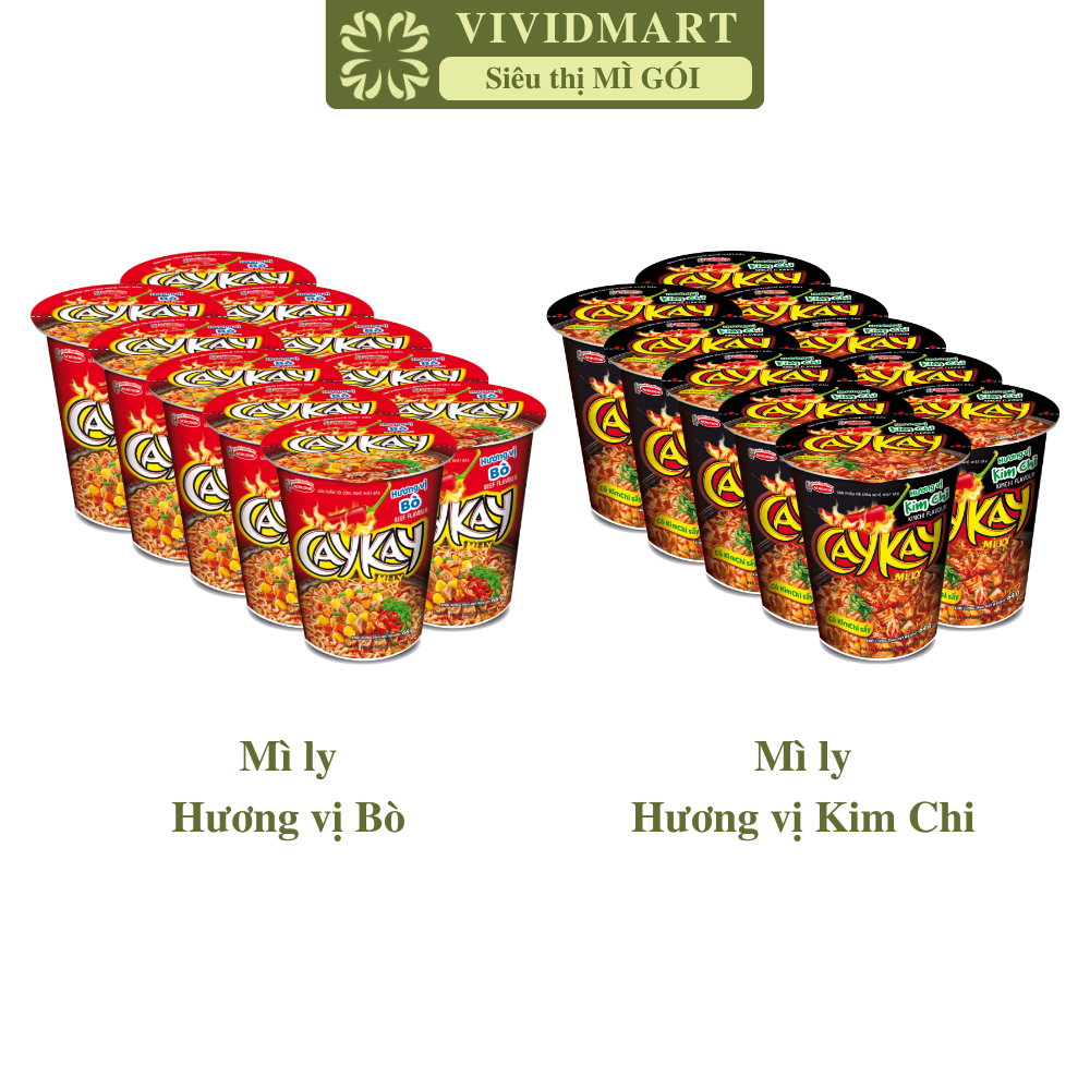 [SET Of 10 CUP] - ACECOOK - Caykay cup noodles 2 flavors: KayCay beef flavor and Kaykay kimchi ...