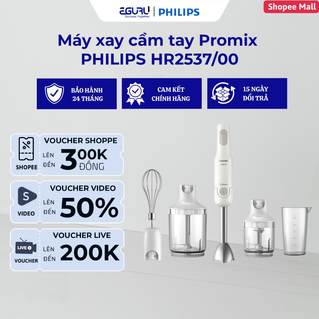 Promix PHILIPS HR2537 /00 650W Hand Blender Full Accessories - Genuine ...