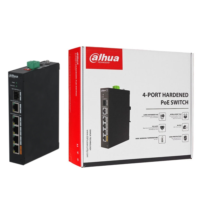Dahua PFS3106-4ET-60 100Mbps 4-port PoE Switch network device + 1 ...