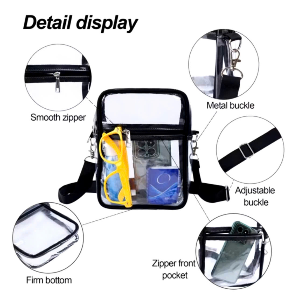 Transparent front bag with front zipper, vertical design with many ...