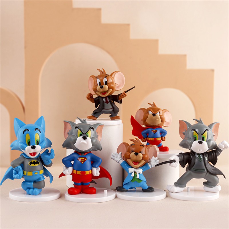 Set of 6 Super Cute Tom & Jerry Cosplay Batman, Superman, Harry Potter ...