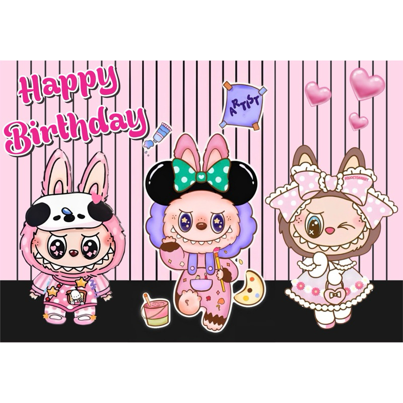 NEW - LABUBU BIRTHDAY DECORATIVE FABRIC BACKDROP BACKGROUND | Shopee ...