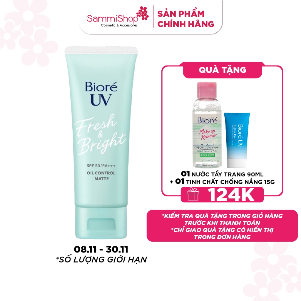 Biore Sunscreen UV Fresh & Bright SPF 50/PA+++ Oil Control Matte 30g ...