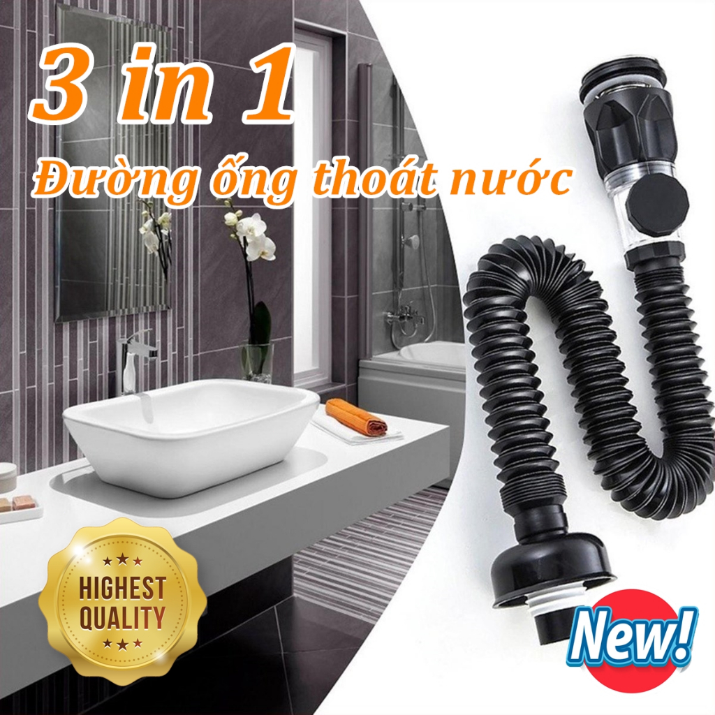 Multi-purpose sink drainage siphon, can drain 2 styles: horizontal and ...