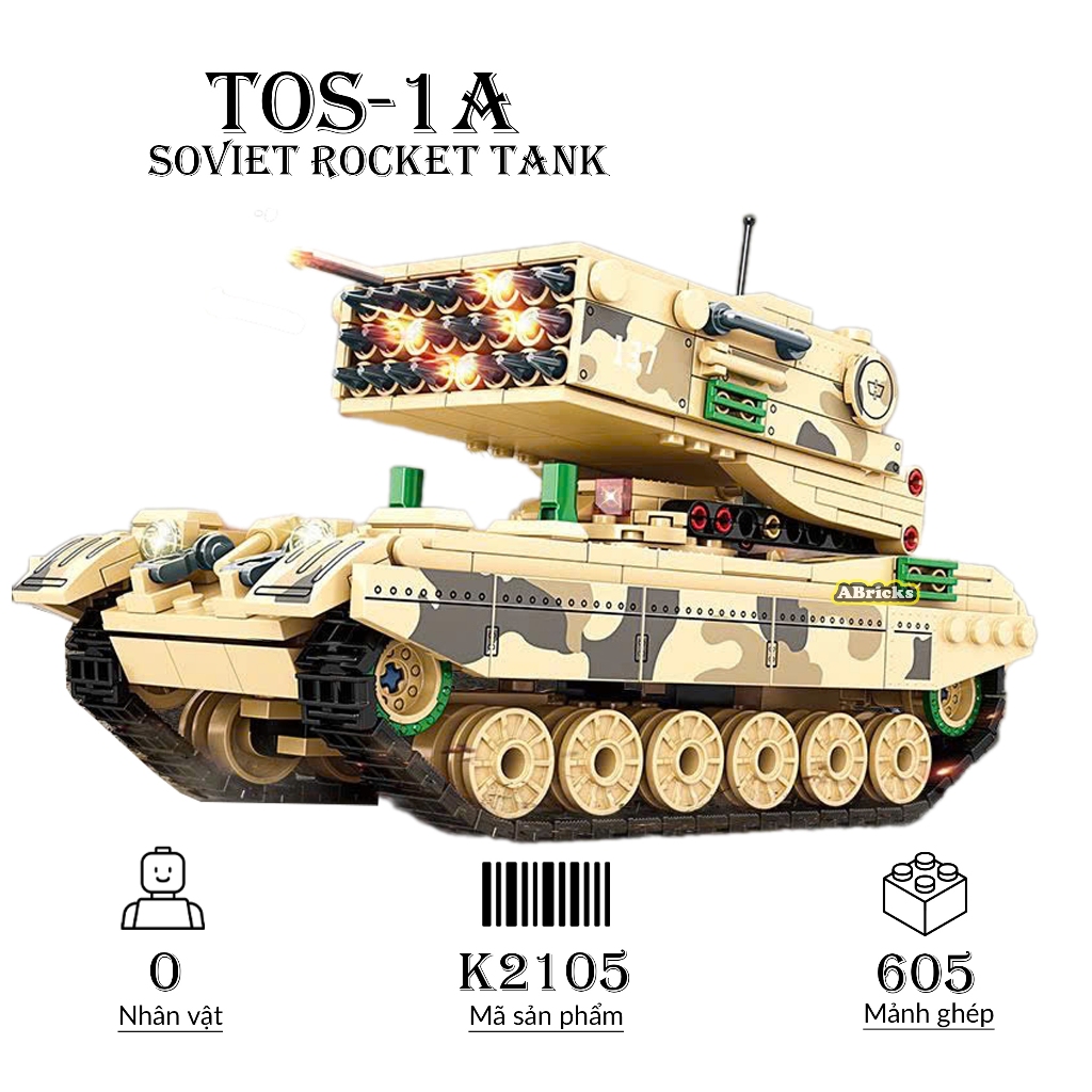 Soviet model TOS-1A Rocket tank, K2105 Main battle tank, Assembly toy ...