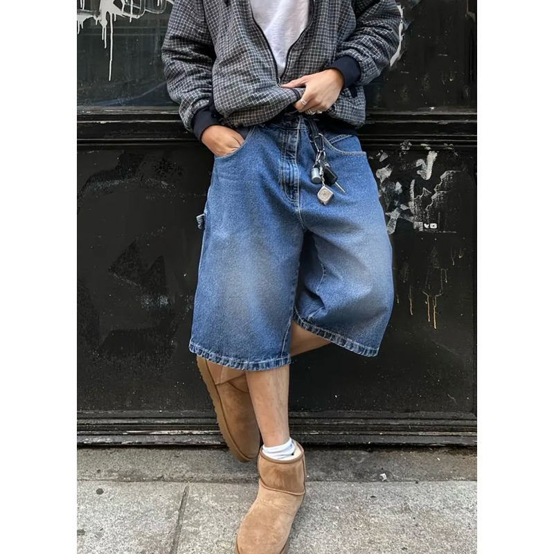 Sky Unisex Wide Leg Jeans Shorts - Jorts Men and Women European and ...