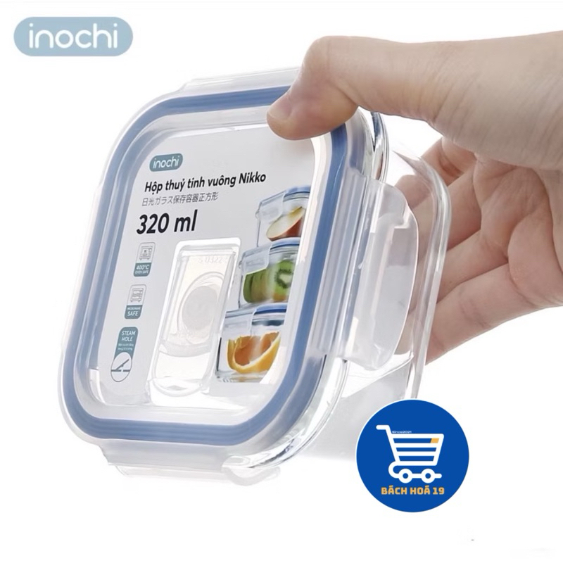 Genuine Inochi Nikko Antibacterial Square Glass Box 800ml retail - real ...
