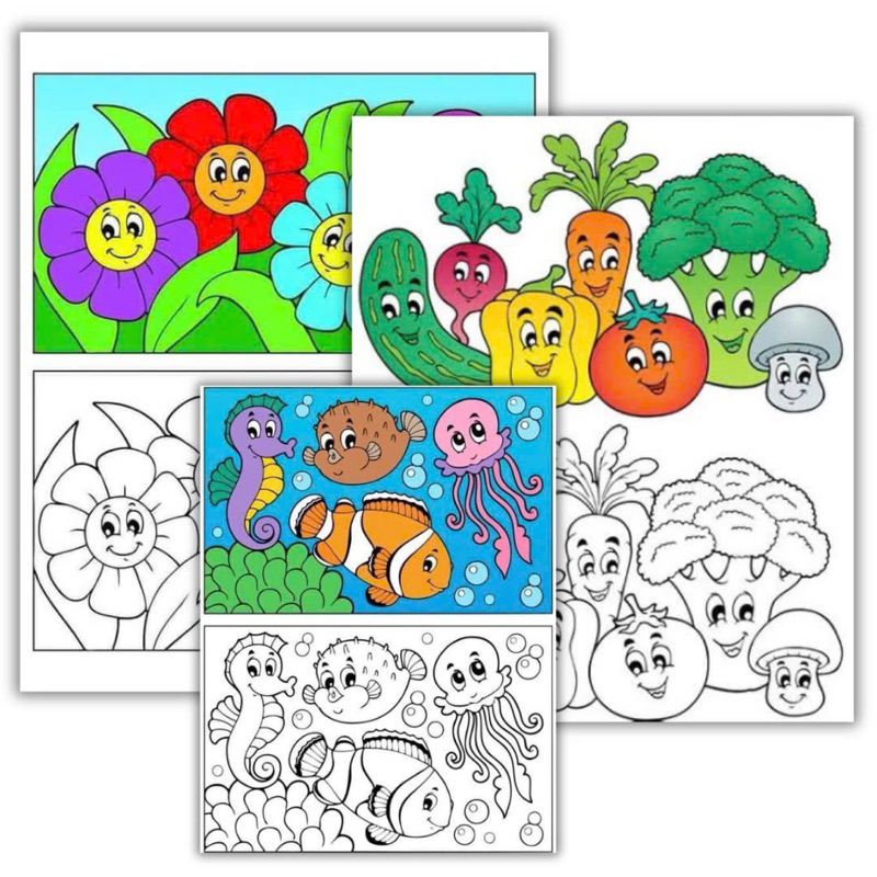 Coloring book according to sample images, set of 15 sheets, made from ...