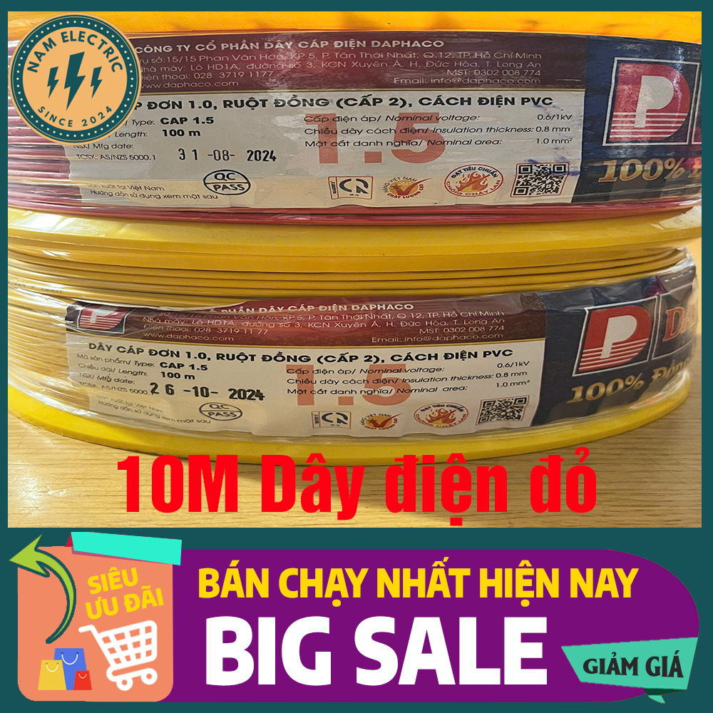 Daphaco 1.0 copper wire single cable (10 meters of red wire) | Shopee ...