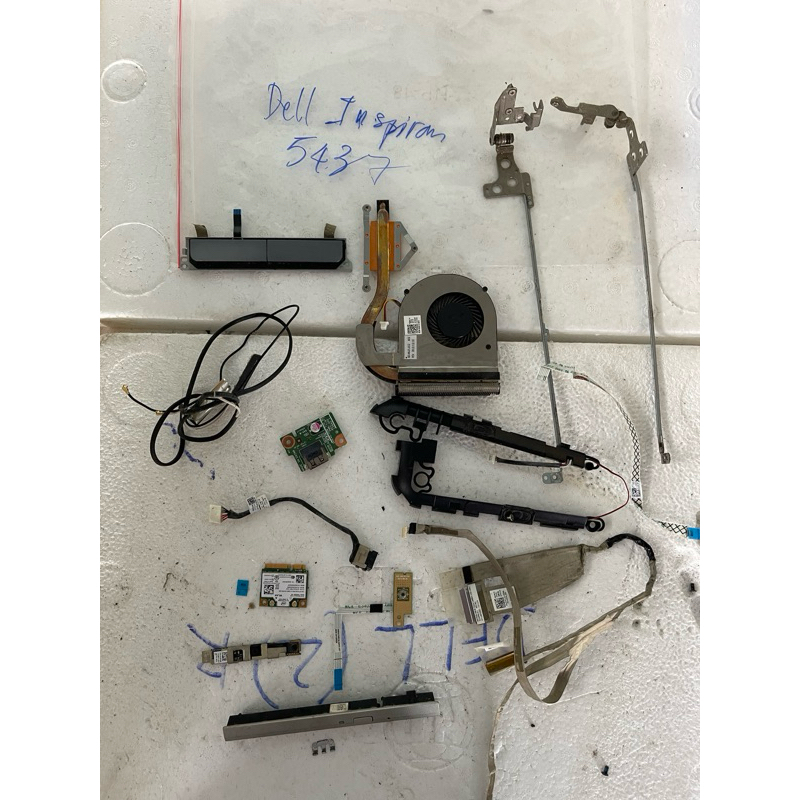 Dell Inspiron 5437 laptop disassembly components: speakers, fans ...