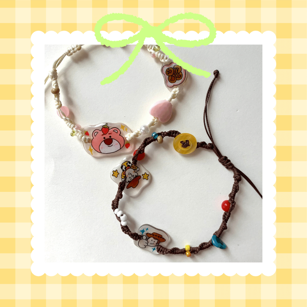 Toy Story Wax Rope Bracelet - Handmade Strawberry Bear and Woody ...