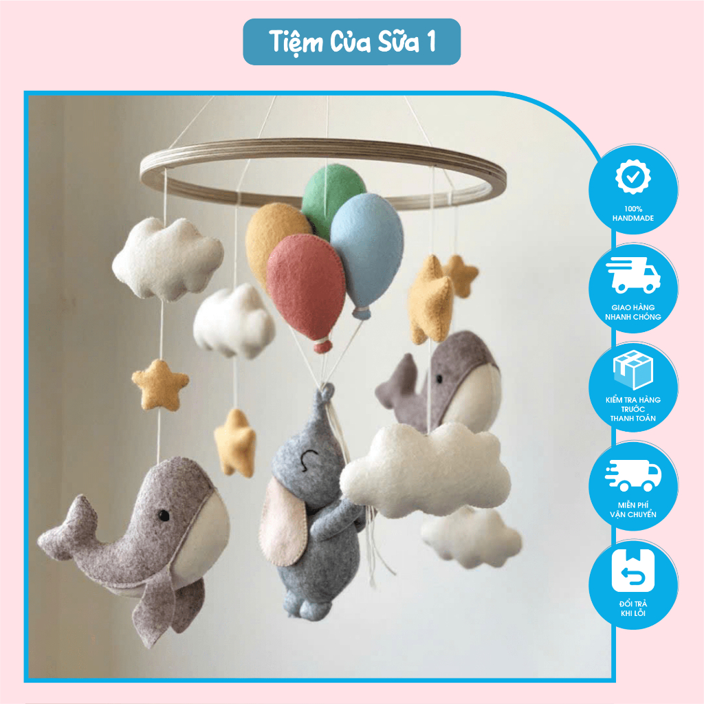 Handmade, hand-stitched, hand-stitched elephant cradle hanging toy for ...