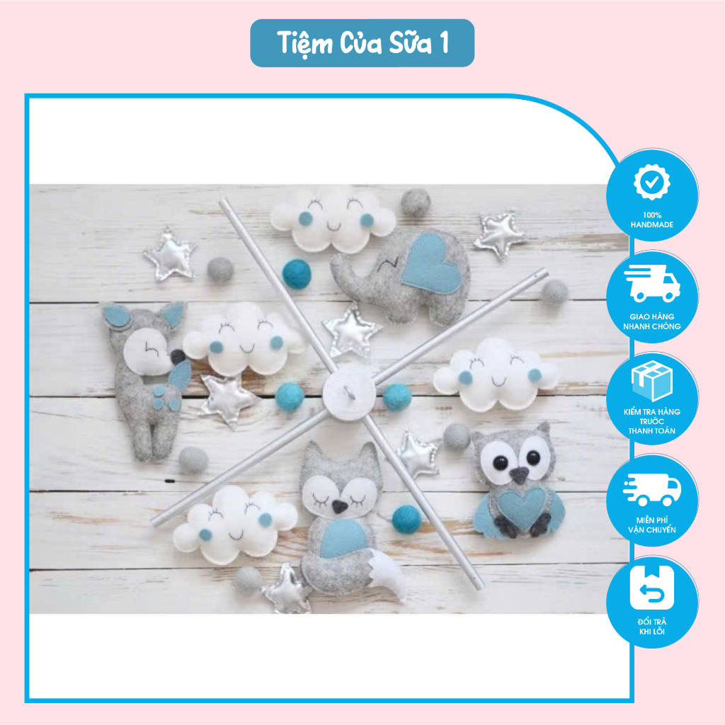 Fox and deer cradle hanging set stimulates baby's vision (J bar, music ...