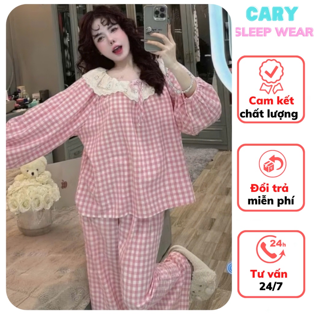 Super cute checkered pajamas with long sleeves and long pants made of ...