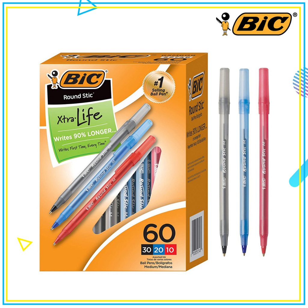 Bic Round Stic M classic cap ballpoint pen - 1.0mm nib (Odd) | Shopee ...