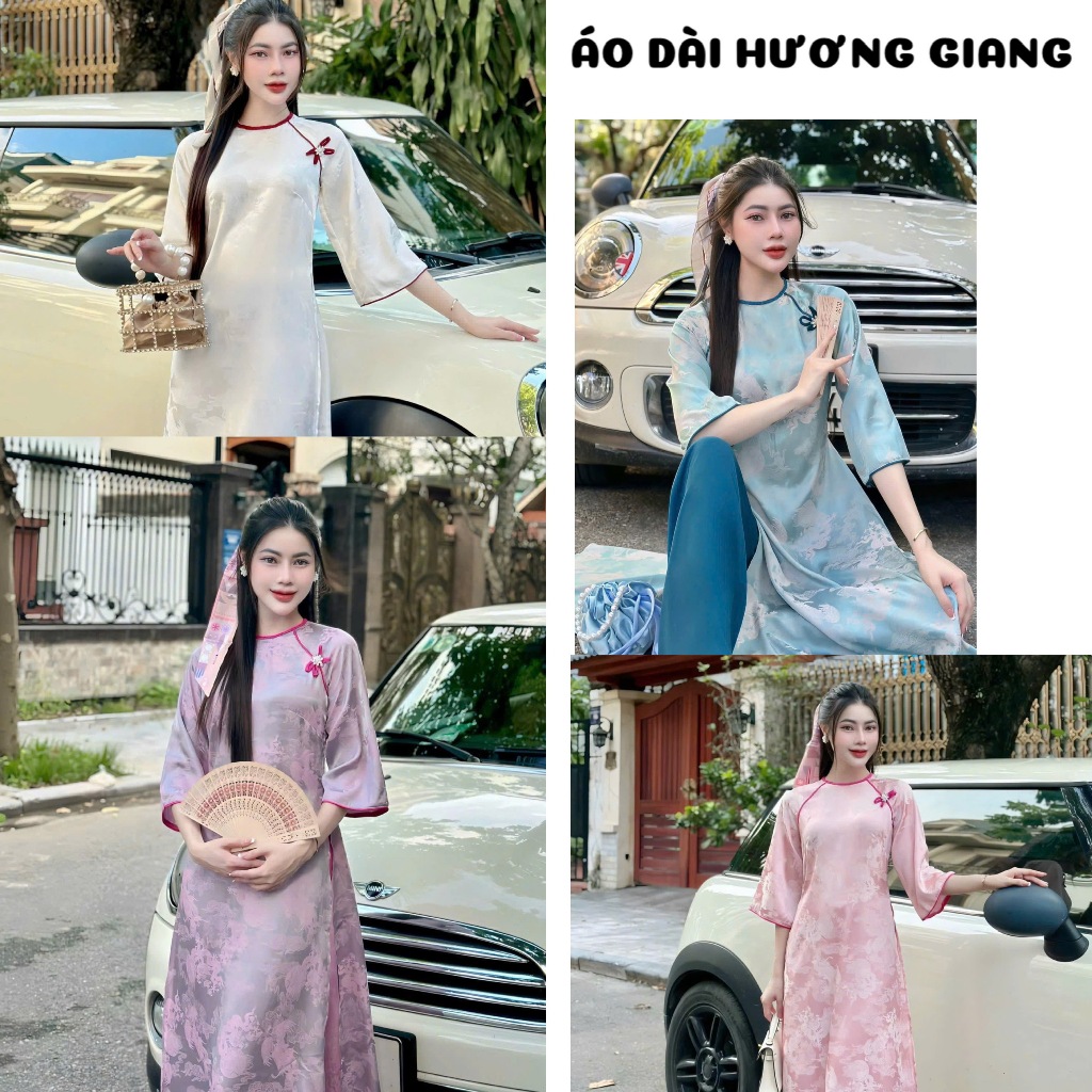 Modern brocade ao dai with luxurious sunken patterns, hot 2025 - Huong Giang Ao Dai | Shopee ...