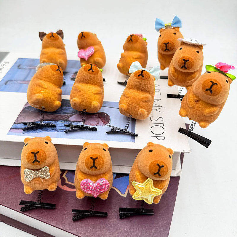 XO Hottrend brown capybara hair clip with spring and many cute patterns ...