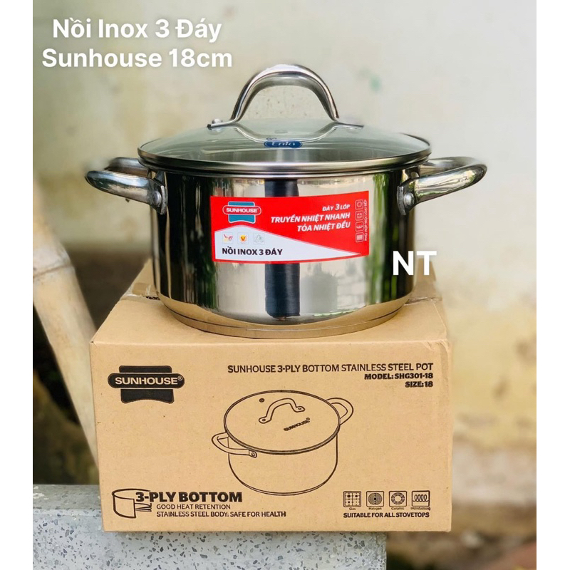 Sunhouse 18CM 3-Bottom Stainless Steel Pot (hkm Enfa) | Shopee Malaysia