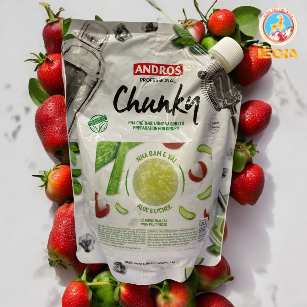 (With Bottle) Aloe Vera Jam - Chunky Andros Lychee, with fruit meat as ...