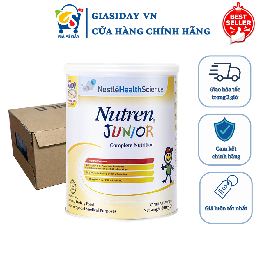 [HSD 2026][carton] Nutren Junior Nestle Milk Vanilla Flavor 800g (1-10Y ...