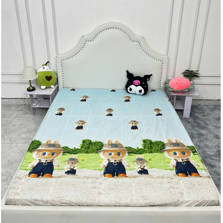 LABUBU poly cotton bed sheet, cute and sharp colors, LABUBU mattress ...