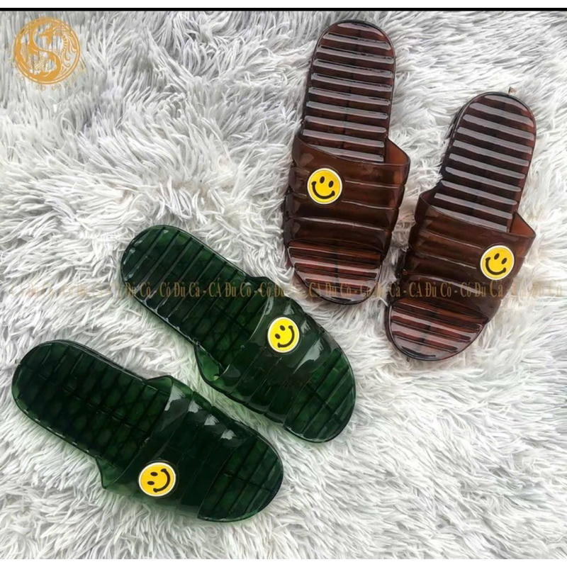 Vip smiley face sandals for men and women in clear plastic with ...