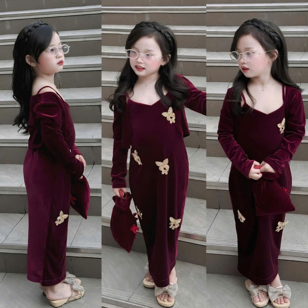 Bodysuit Set for Girls for Christmas, CNY 2-String Style with Soft Velvet Mid-lengthJacket from ...