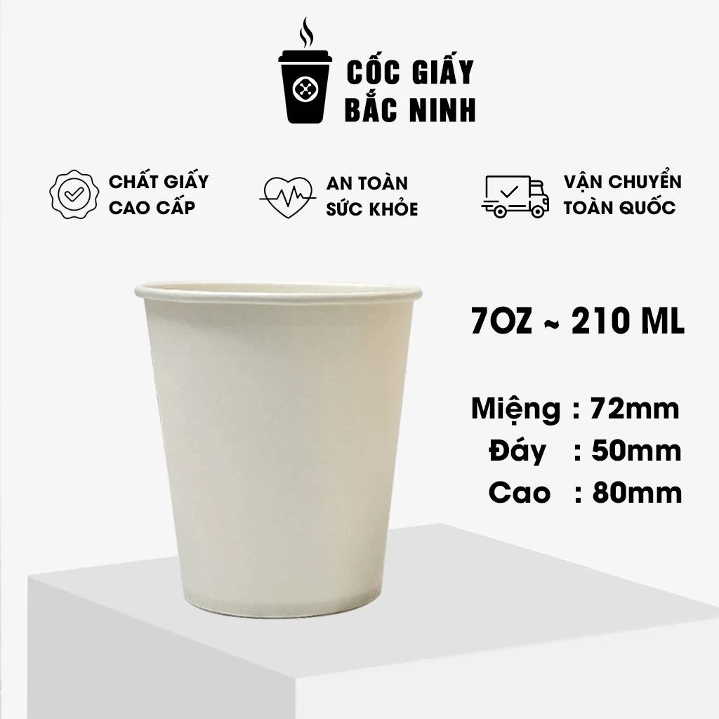 Carton of 1000 Office Paper Cups 7oz - 210ml Disposable white paper ...