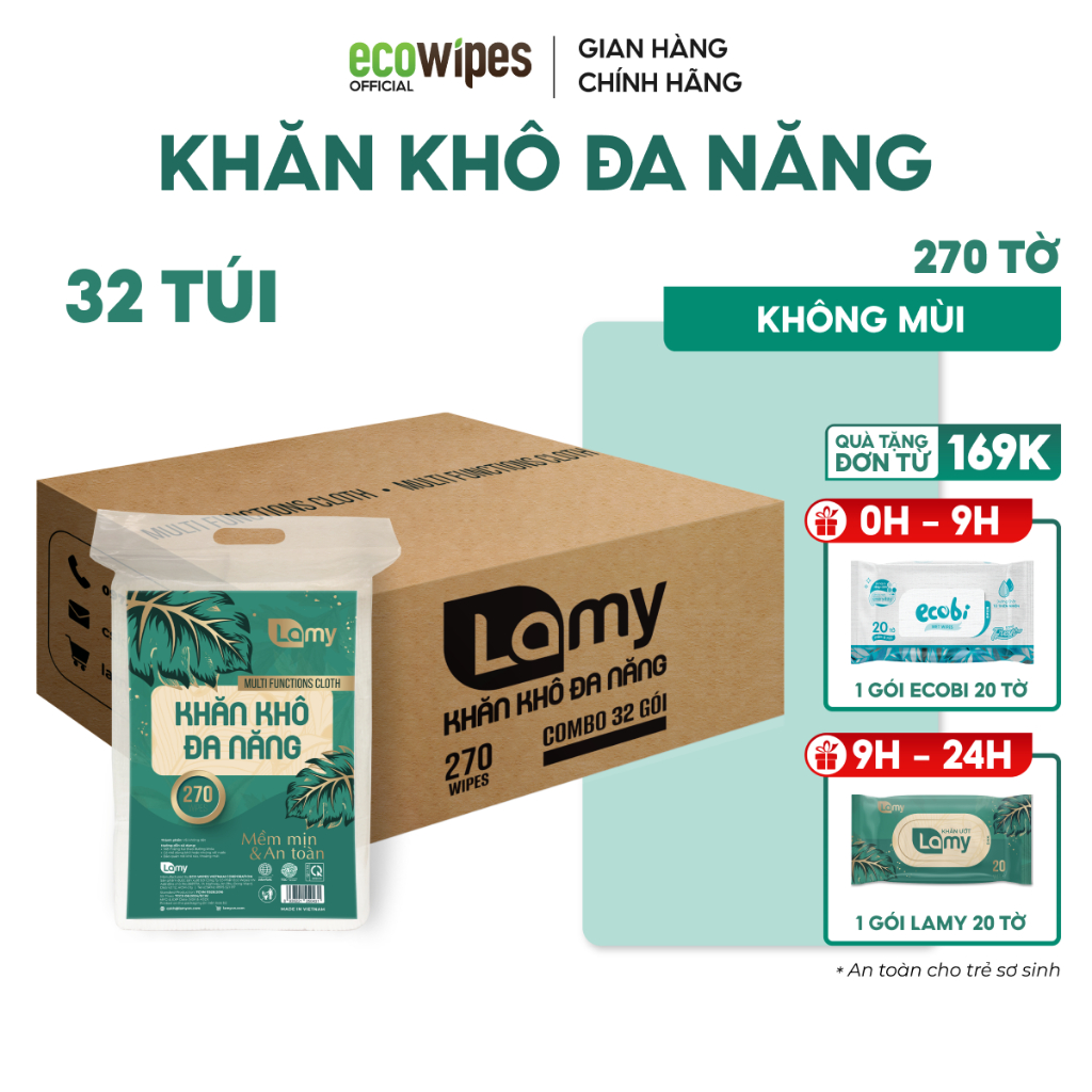 Carton of 32 bags of Lamy premium multi-purpose dry cloth, 270-sheet ...