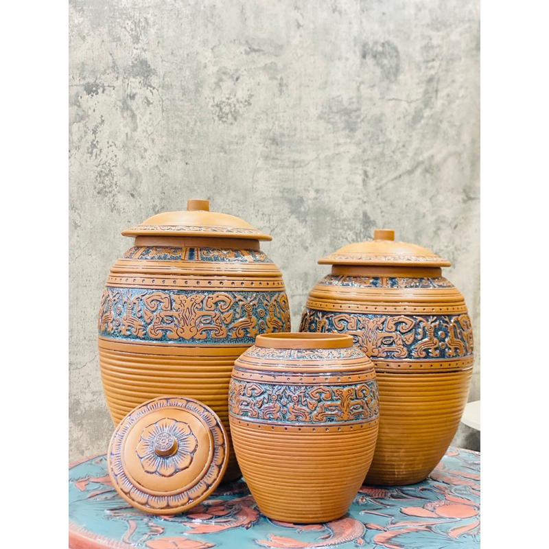 Ceramic rice jars engraved with patterns bronzeClear | Shopee Malaysia