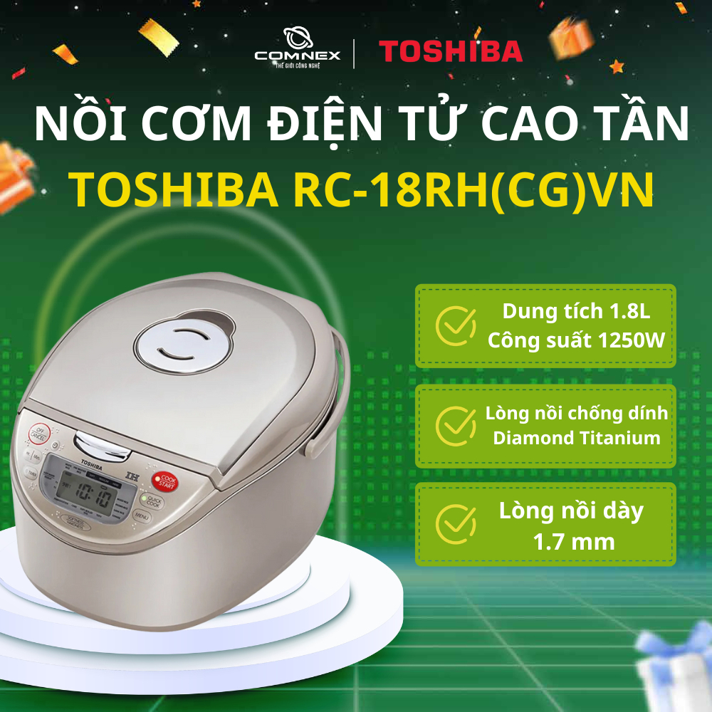 Toshiba RC-18RH(CG)VN 1.8 Liter High Frequency Electronic Rice Cooker ...
