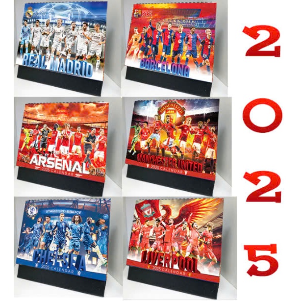 Desk calendar with lunar calendar, note box for 2025 football clubs ...