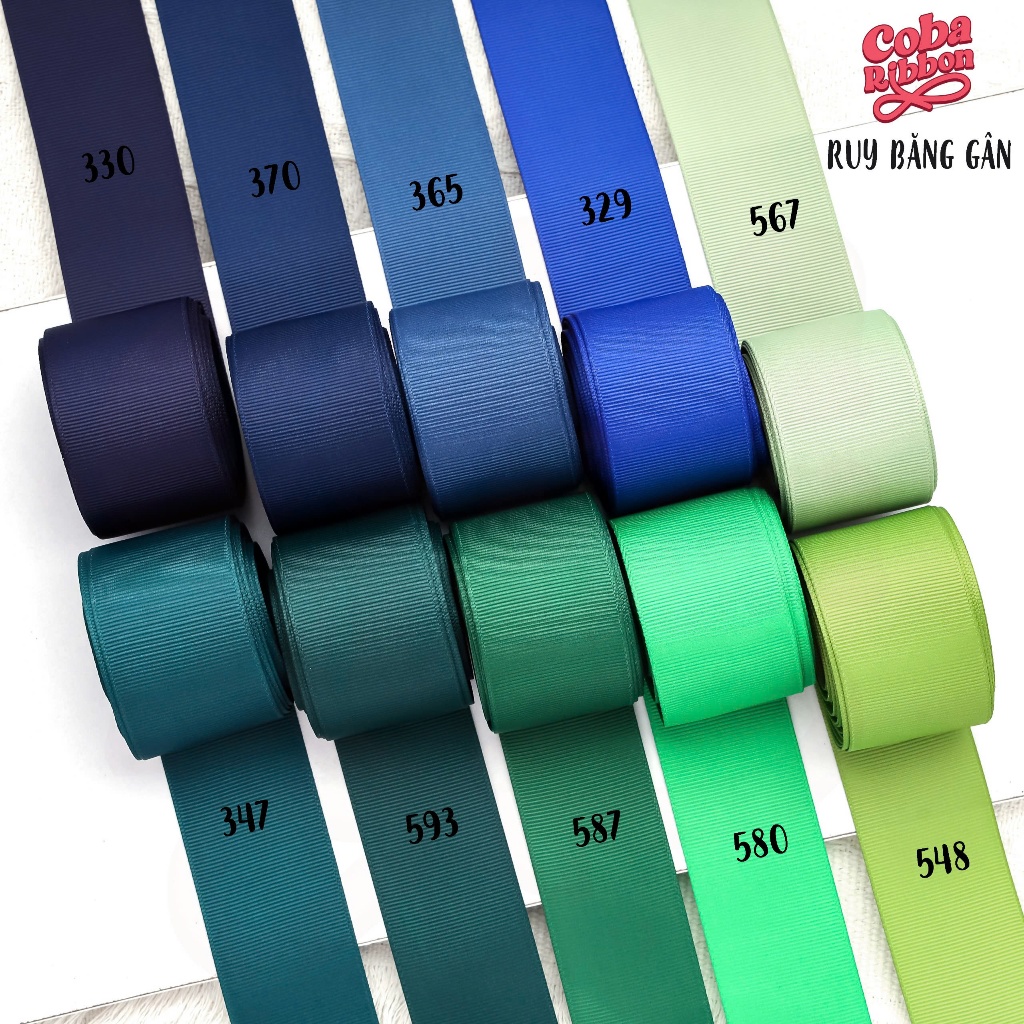 5 meters - Thick double-sided premium ribbed ribbon (Blue Tone ...