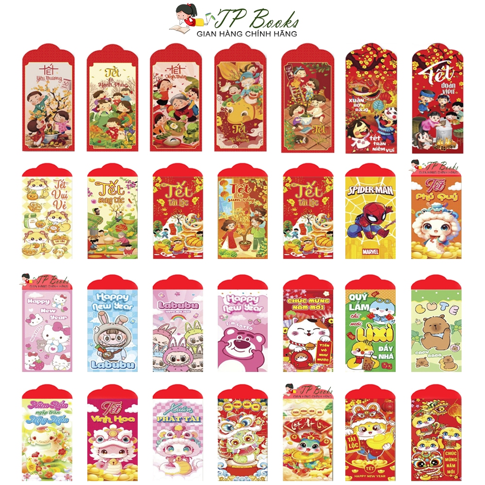 Combo of 100 Happy Red Envelopes CNY 2025 At Ty Thick Type - Many ...