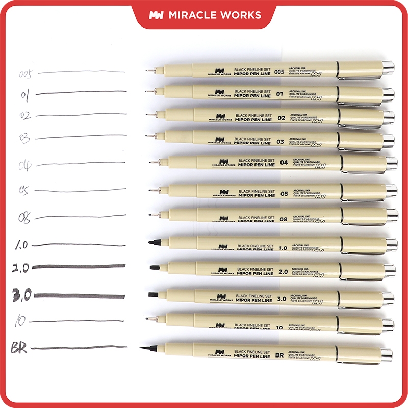 Miracle Works Pigma Micron Art Painting Brush Pen Set 3/5/8/10/12 pcs ...